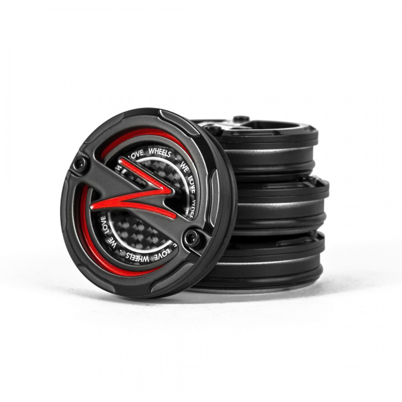5-Piece Centercaps | Satin Black + Red Z + Carbon Fibre Inlay
